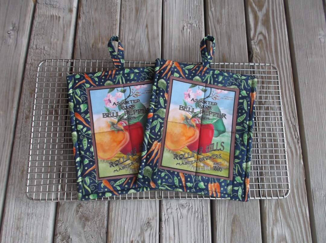 Bell Pepper Seed Packet Cotton Quilted Potholders, Novelty Trivets, Hot ...
