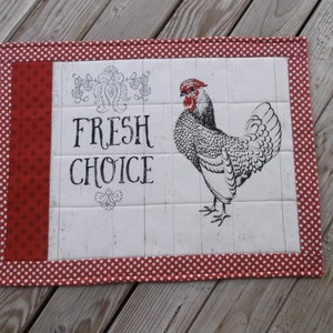 Poultry Handmade Placemats, Quilted Cotton Rooster Placemats, Farm ...