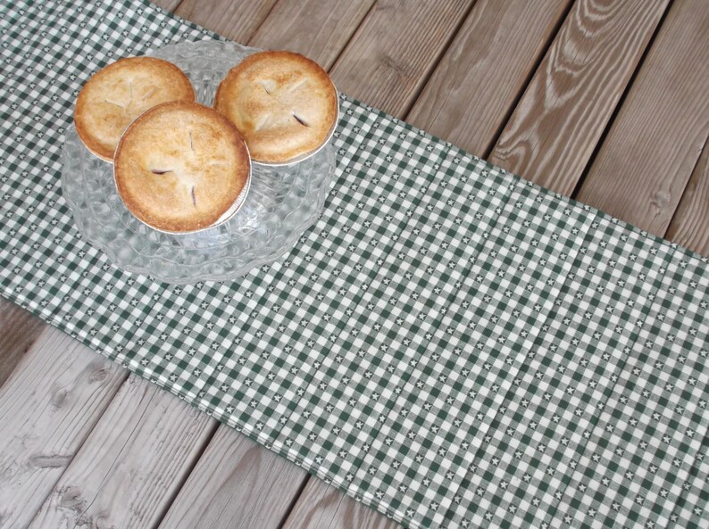 Green Gingham Check Table Runner Summer Table Runner Quilted | Etsy
