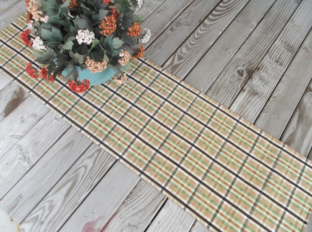 Fall Plaid Table Topper, Quilted Table Topper, Table Runner, Sideboard ...