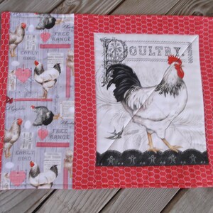 Poultry Handmade Placemats, Quilted Cotton Rooster Placemats, Farm ...