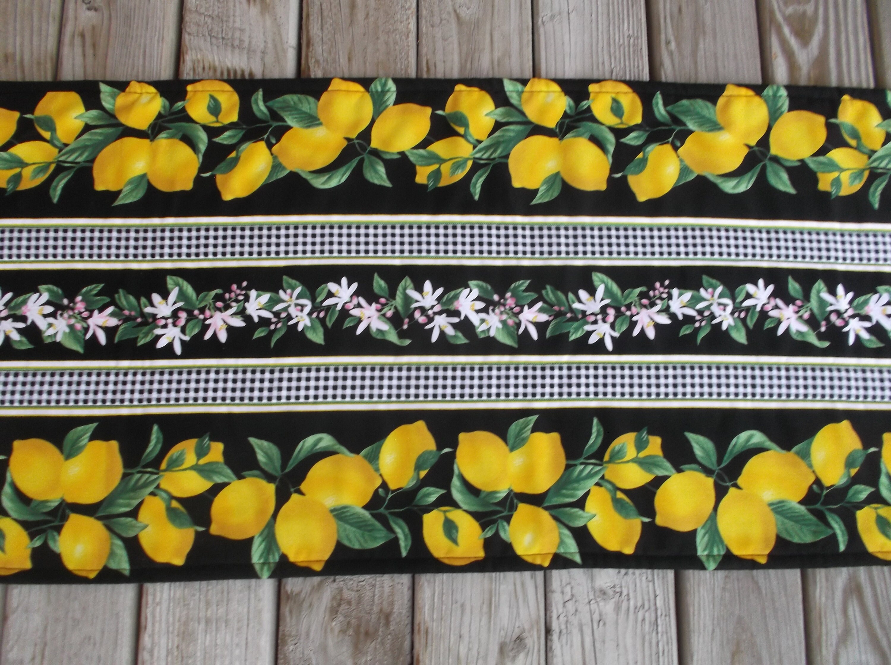 Lemon Striped Table Runner, Yellow Fruit Table Topper, Lemon Kitchen ...