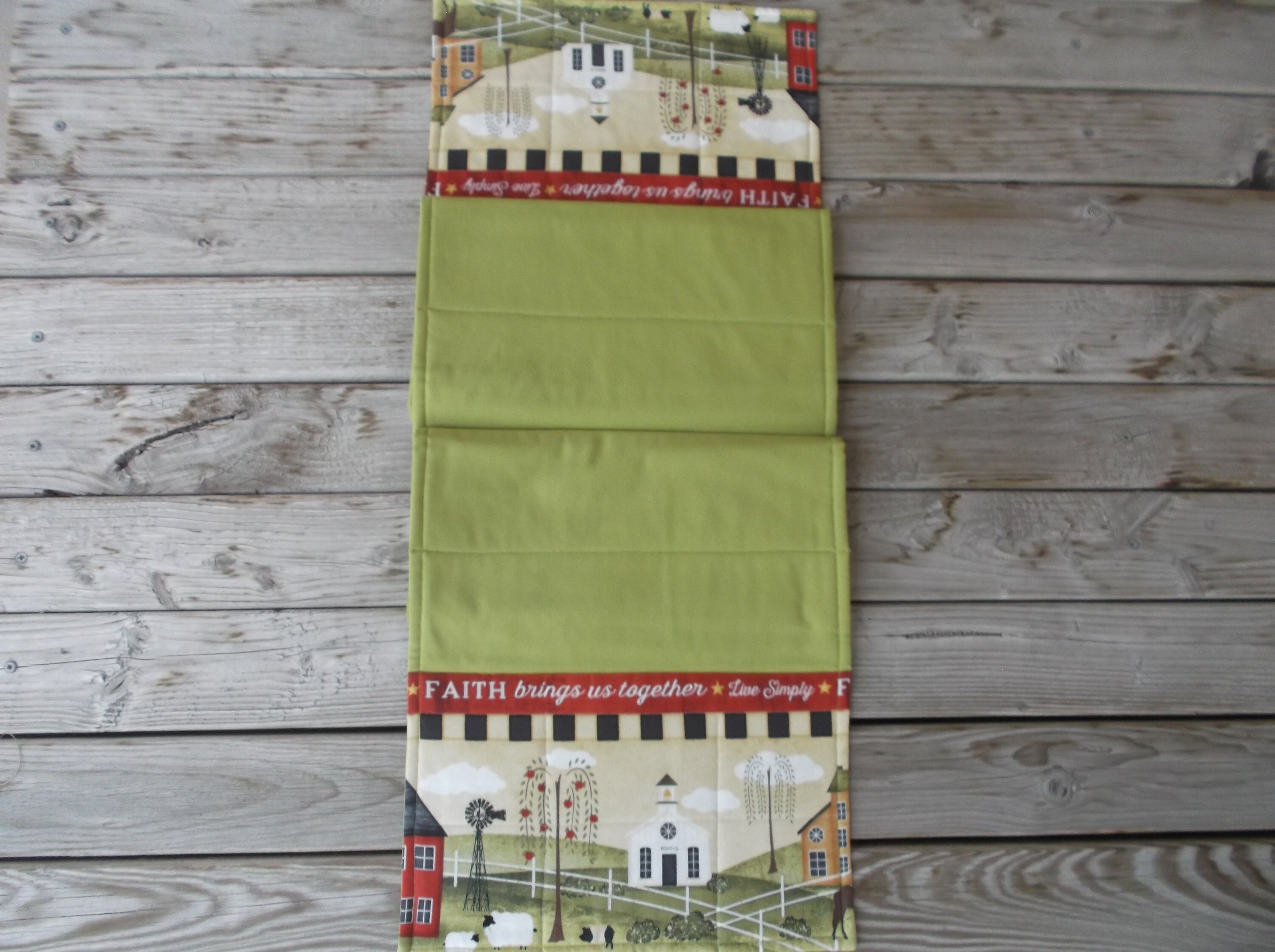 Folk Art Table Runner, Quilted Fabric Table Runner, Sideboard Runner ...