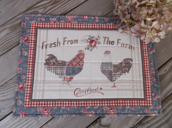 French Country Farm Placemats Cotton Quilted Placemats | Etsy