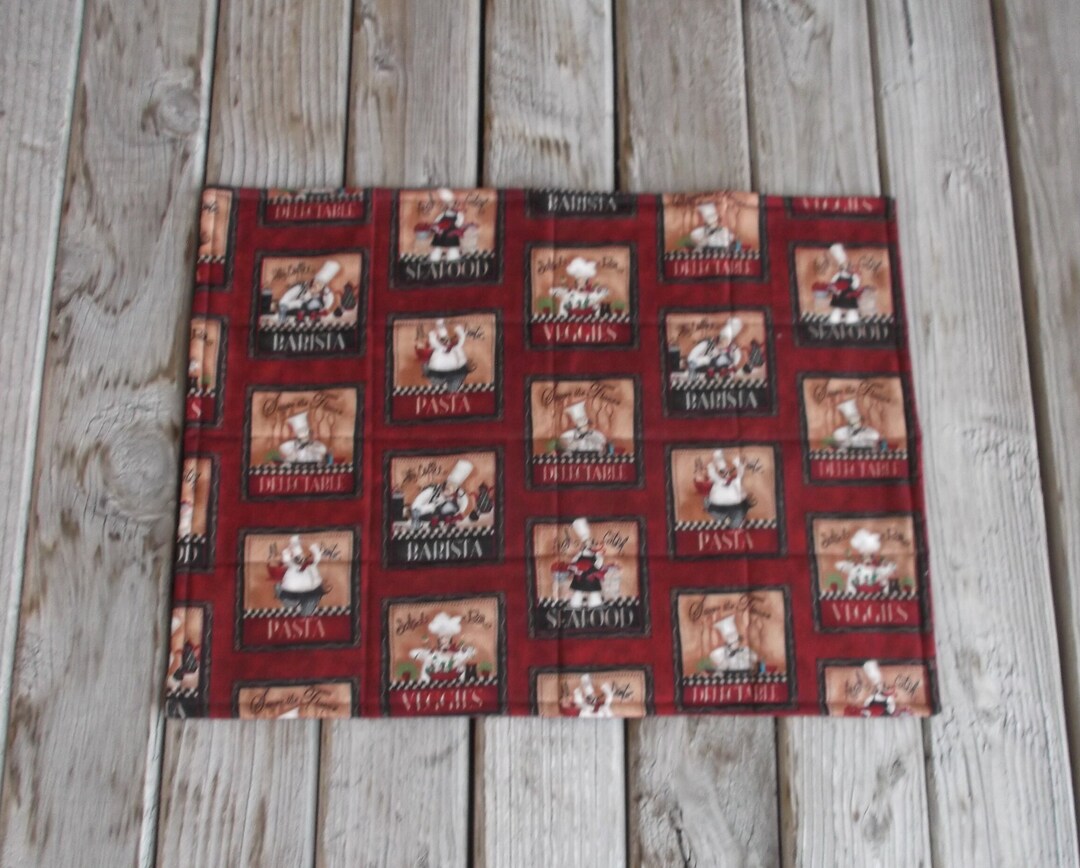 French Chef Fabric Placemats, Quilted Placemats, Handmade Placemats ...