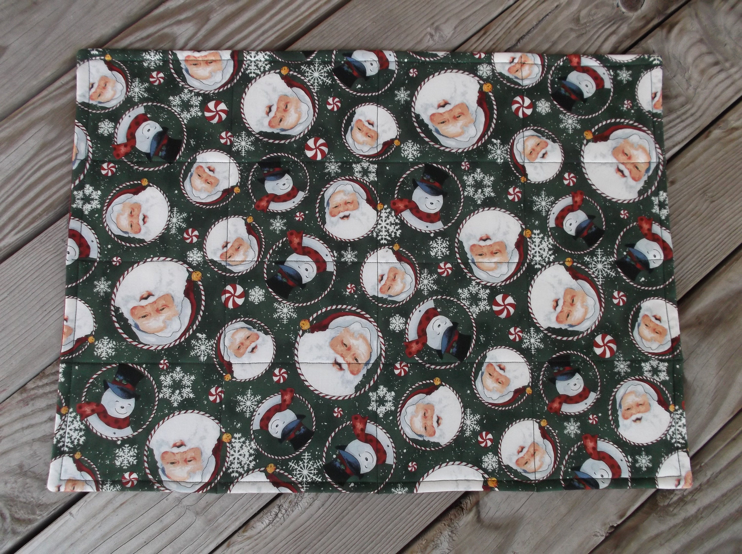 Christmas Santa and Snowmen Placemats, Cotton Quilted Placemats ...