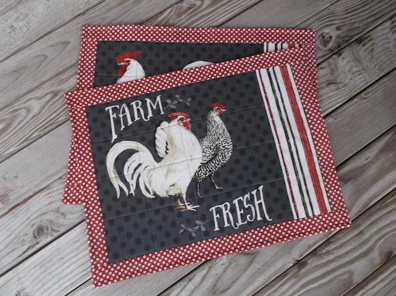 Chicken’s & Rooster placemats set of 4 Table Decor Table Linens Kitchen ...