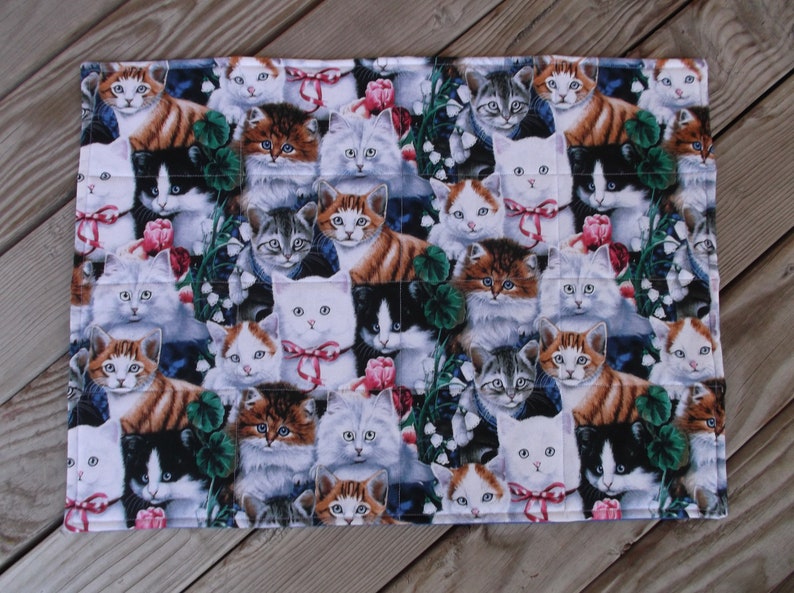Childs Cat Placemats Quilted Fabric Placemats Handmade - Etsy