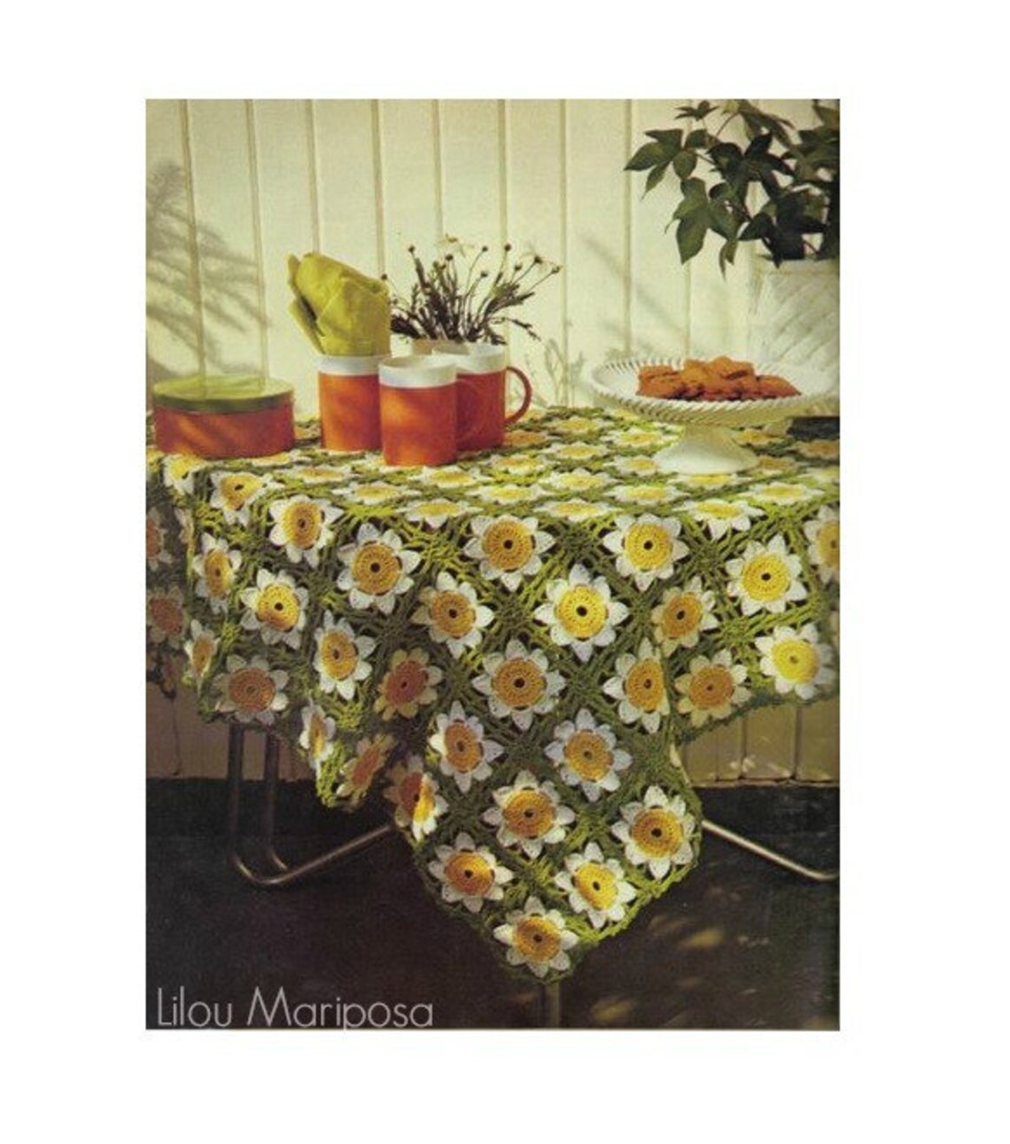 Crochet TABLECLOTH Pattern Vintage 70s Retro Daisy Tablecloth - Etsy