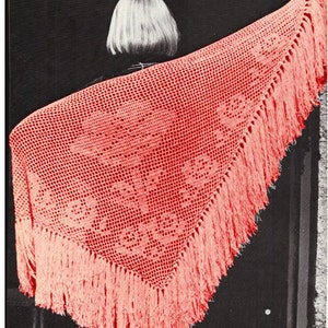 Crochet Pattern Vintage 70s Crochet Shawl Pattern Wrap Crochet Poncho ...