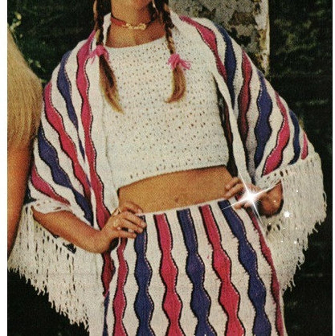 Crochet TOP Pattern Vintage 70s Crochet PONCHO Pattern Crochet SKIRT ...