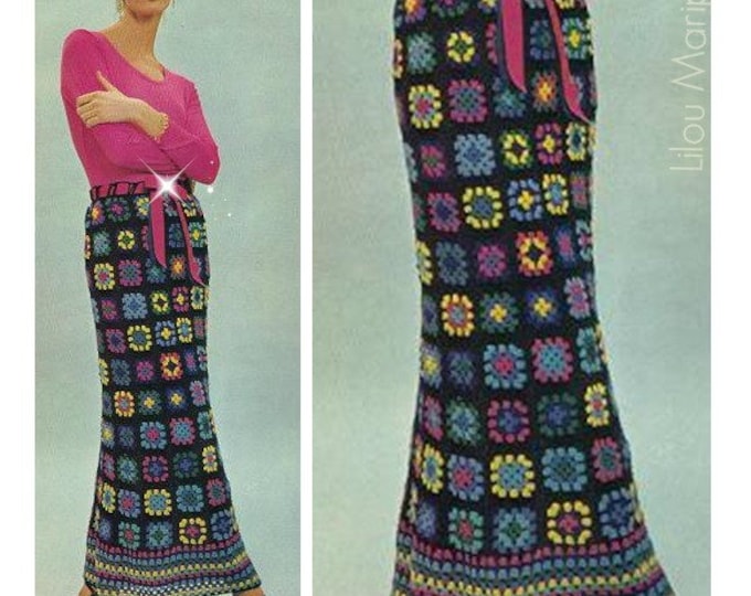 CROCHET SKIRT PATTERN 70s Crochet Pattern Vintage 70s Granny - Etsy