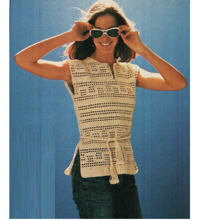 Crochet TOP Pattern Vintage 80s Bohemian Clothing Beach Crochet Top ...
