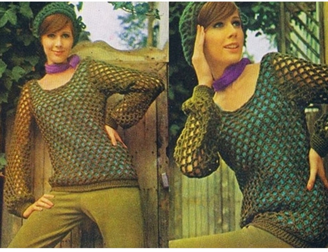 Crochet TOP Pattern Vintage 70s and Crochet Hat Pattern-2 Crochet ...