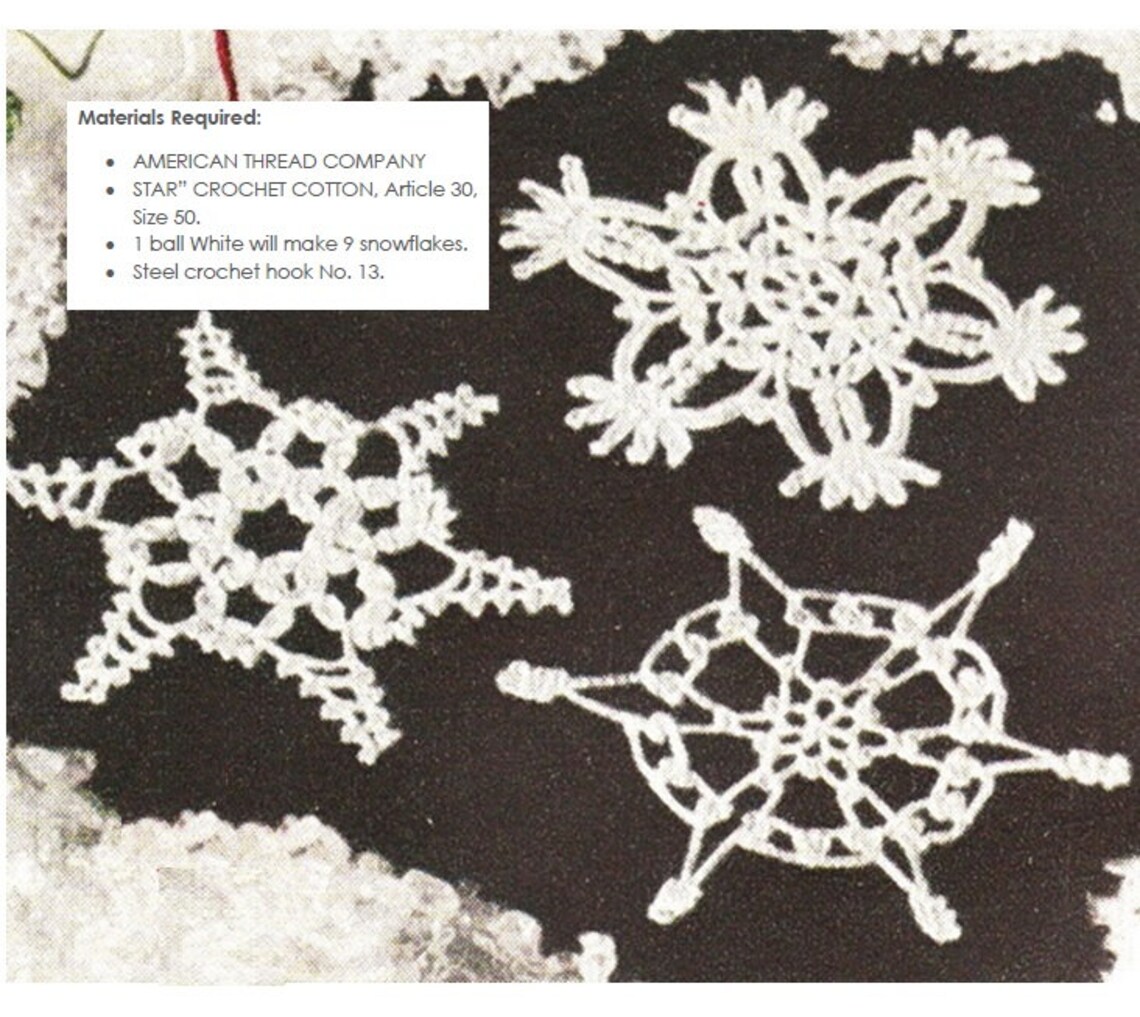 Crochet SNOWFLAKE Ornament Patterns Vintage 40s Crochet | Etsy