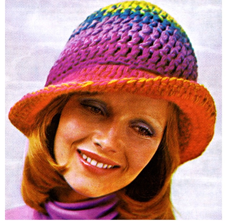 Crochet HAT Pattern Vintage 70s Crocheted Hat Pattern Crochet - Etsy