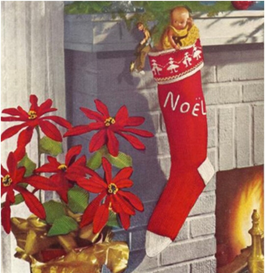 Christmas Stocking Pattern Knitting Pattern Vintage 1950s Stocking ...