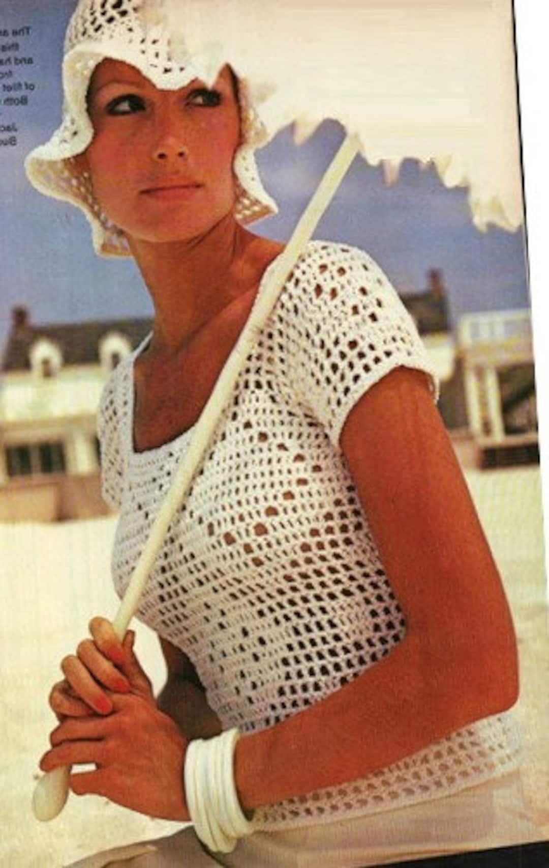 Crochet TOP Pattern Vintage Filet Crochet Blouse and Crochet Hat ...