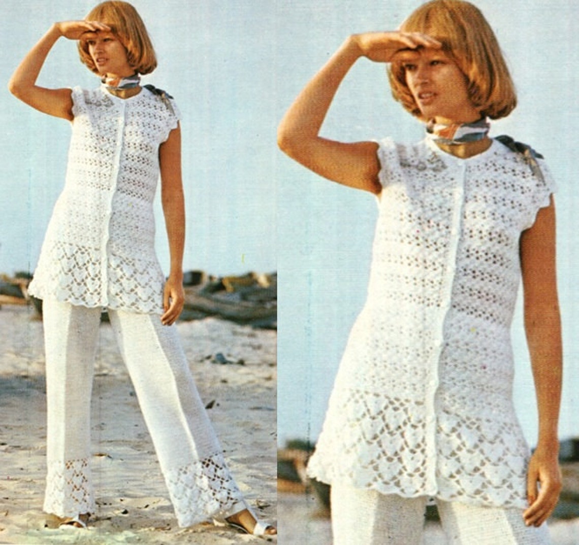 Crochet Pattern Vintage 70s Crochet Top Pattern and Crochet Pants ...
