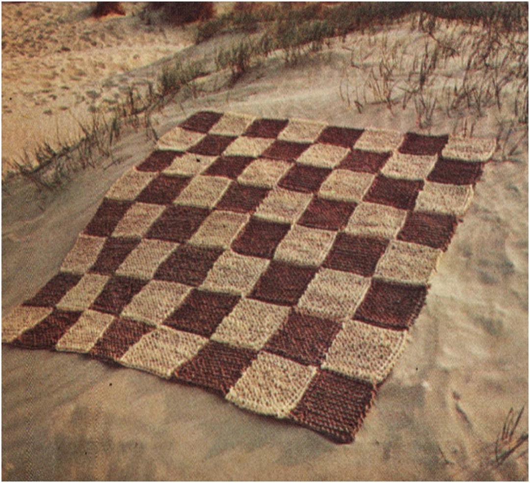 Rug Pattern Vintage 70s Checkboard Rug Mat Scatter Area Rug-granny ...