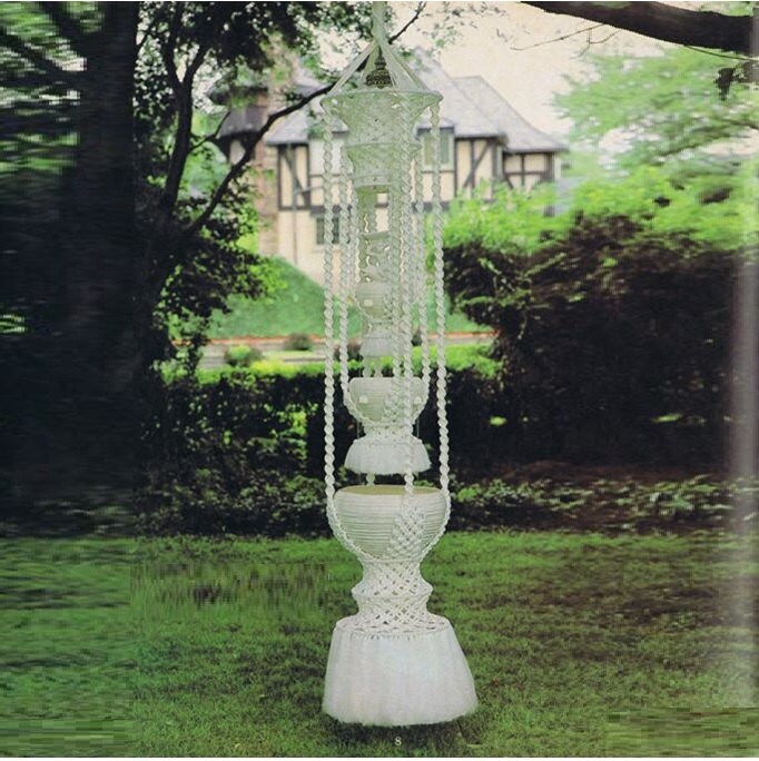 MACRAME PATTERN Vintage 70s Vintage Handmade Macrame Plant Hanger ...