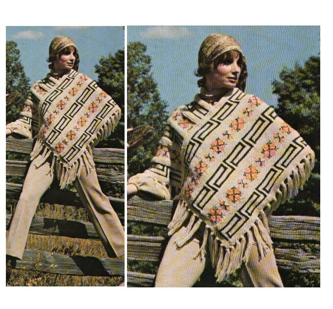 PONCHO Pattern Vintage 70s Aztec Poncho Pattern Bag Pattern | Etsy