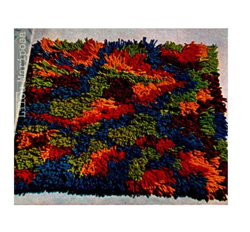 Crochet RUG Pattern Vintage 70s Cut Loop Rug-Mat Color | Etsy