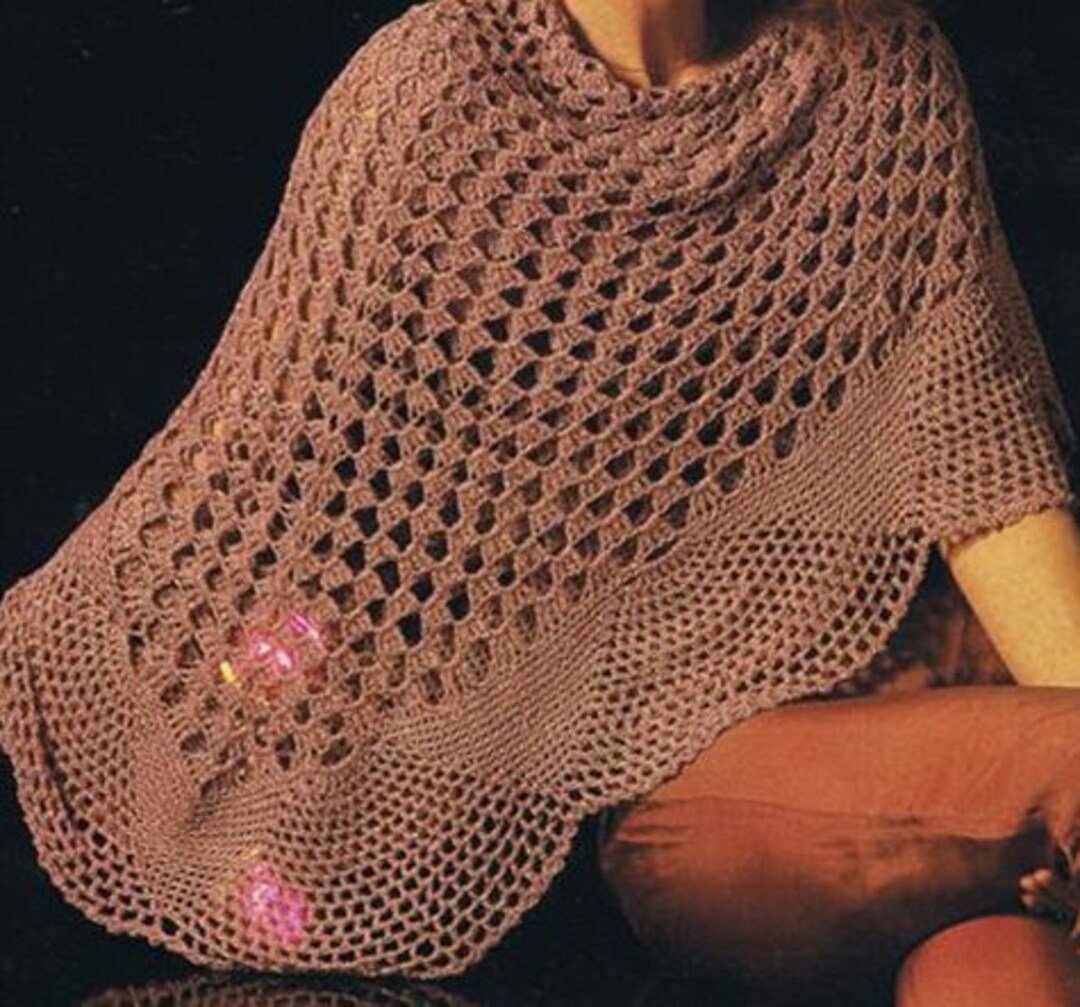 Crochet SHAWL Pattern Vintage 70s Crochet Wrap Pattern Crochet Poncho ...