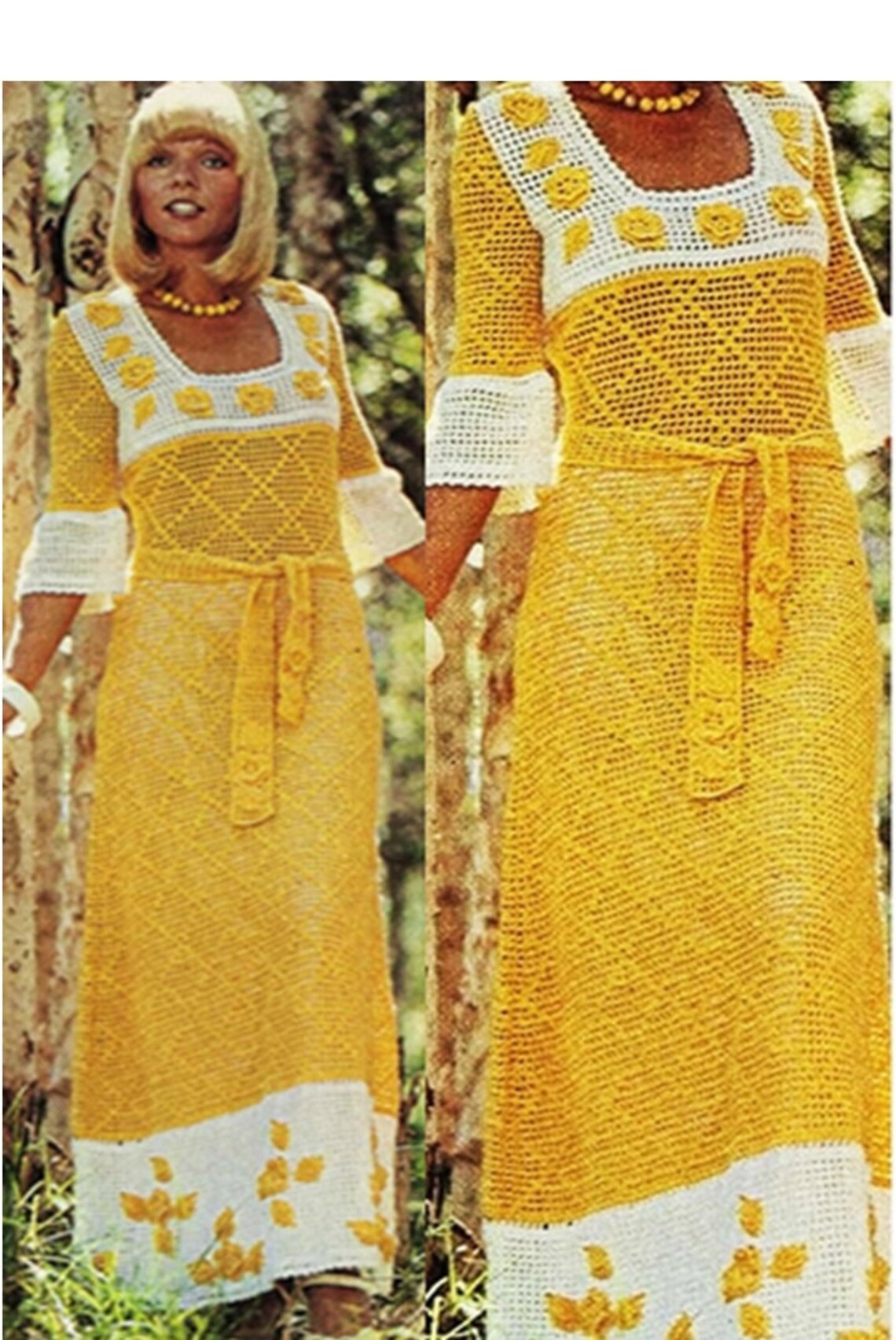 Crochet DRESS Pattern Vintage 70s Crochet Maxi Dress Pattern Bohemian ...