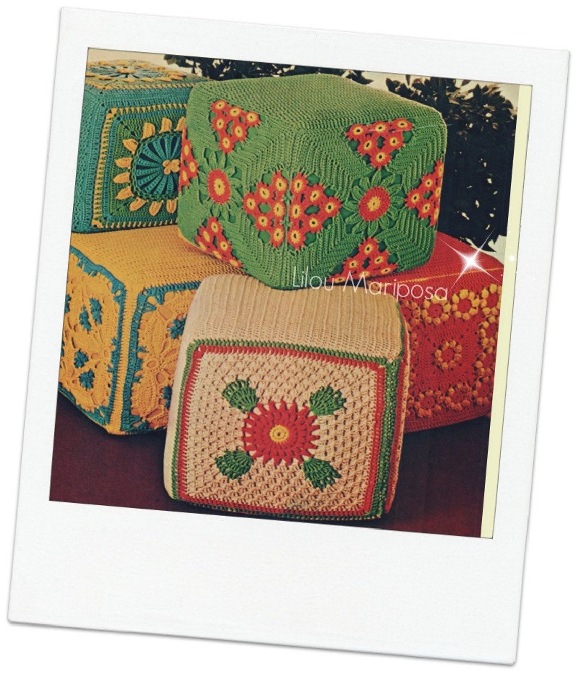 Crochet Ottoman Pattern Cushion Pattern Vintage 70s Crochet - Etsy
