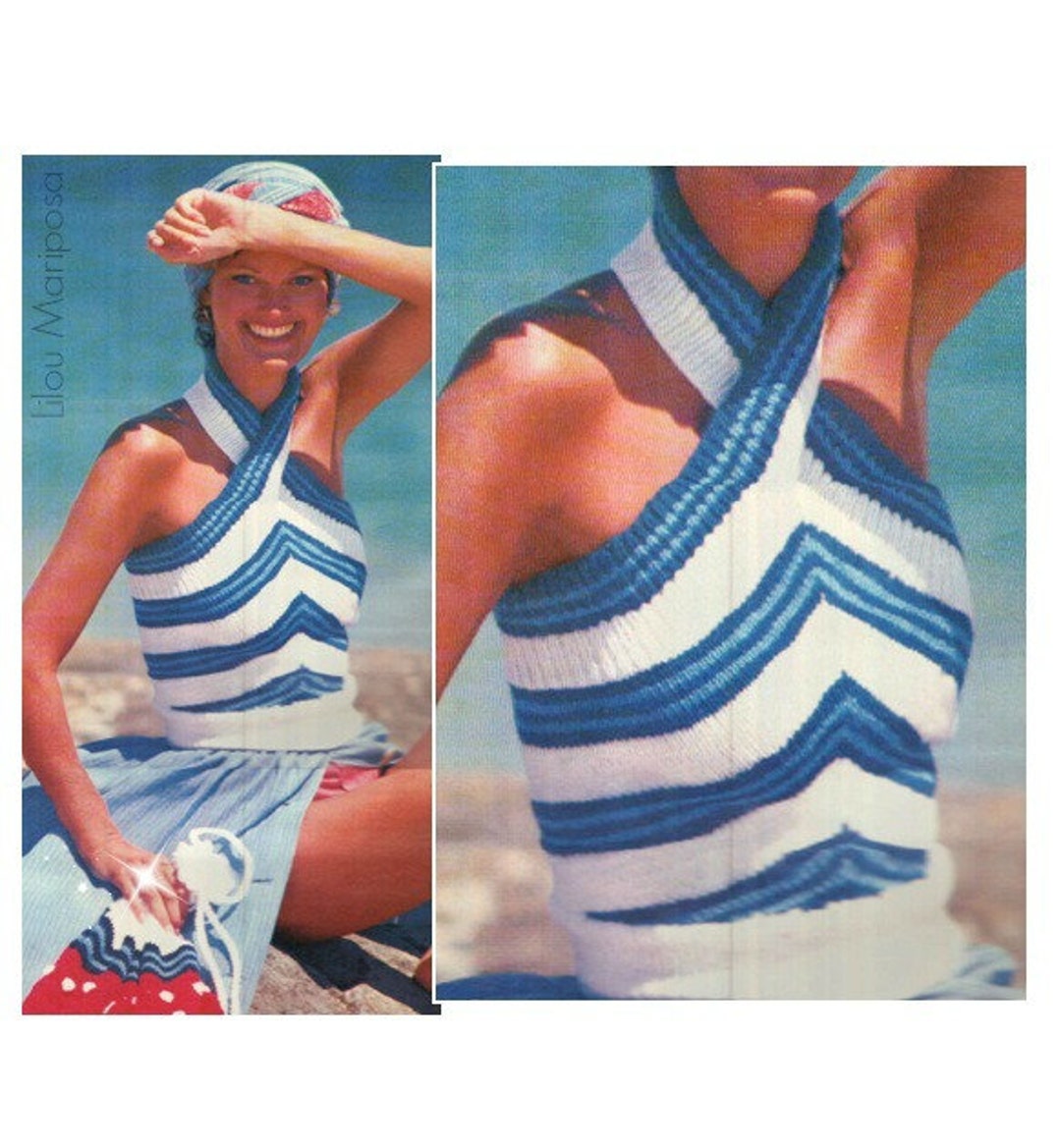 TOP Pattern Vintage 70s Halter Knitting Pattern Knitting T Shirt ...