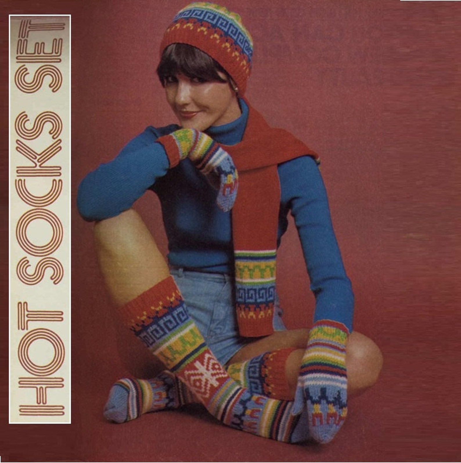 SOCKS Pattern Vintage 70s Boot Socks Pattern Mittens Pattern Hat ...