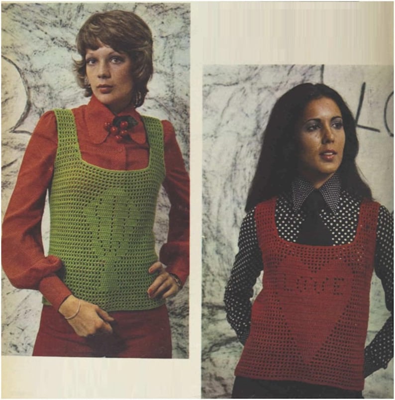 4 CROCHET Patterns Vintage 70s Crochet TOP Pattern and Crochet Dress ...