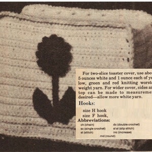 Crochet TOASTER COVER Pattern Vintage 70s Crochet Home Decor Pattern ...