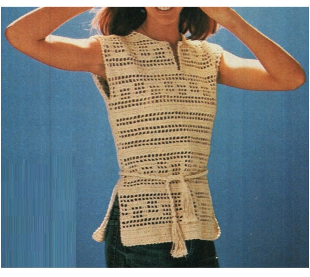 Crochet TOP Pattern Vintage 80s Bohemian Clothing Beach Crochet Top ...