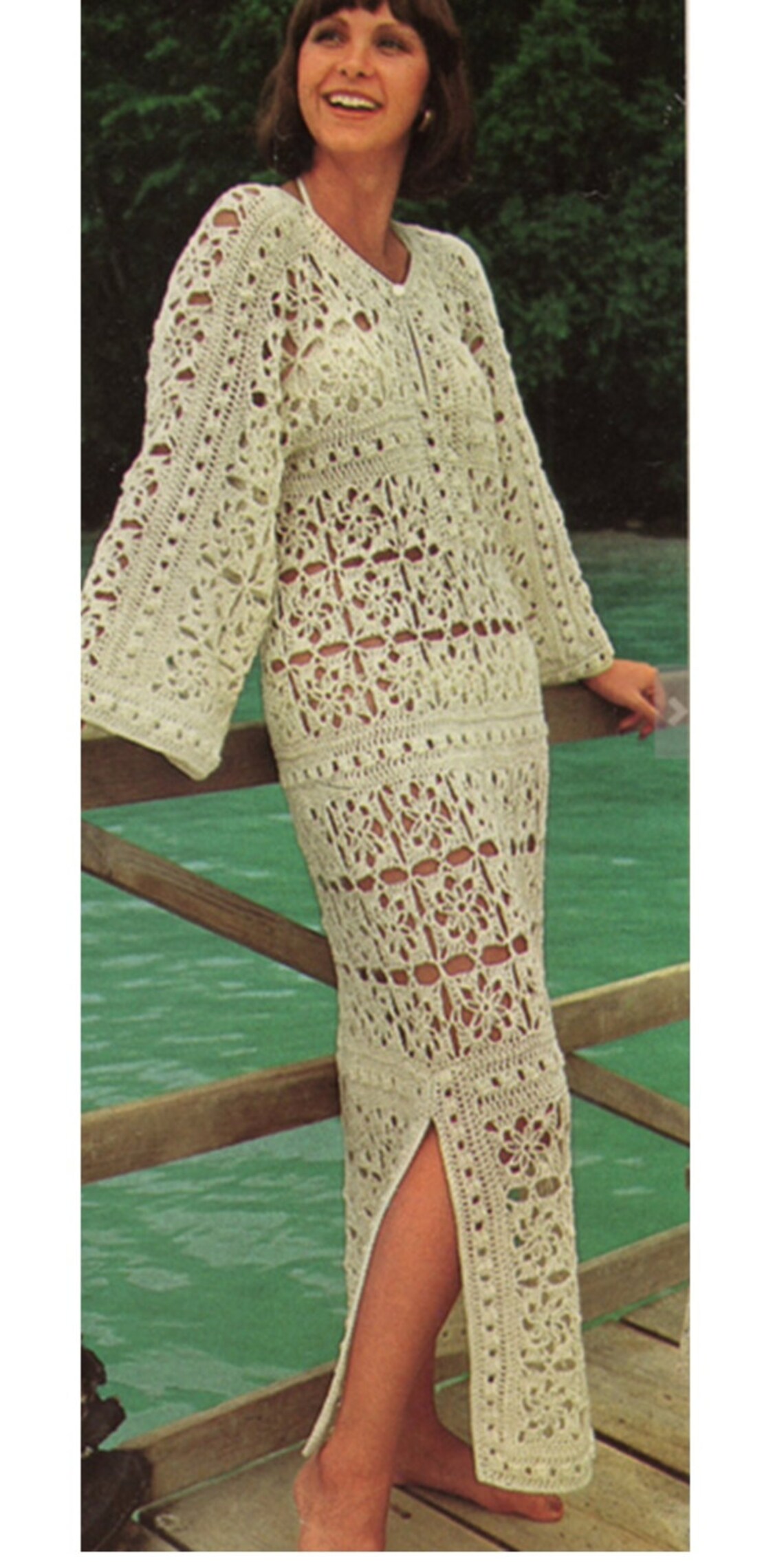 Crochet DRESS Pattern Vintage 70s Crocheted Caftan Dress Pattern ...