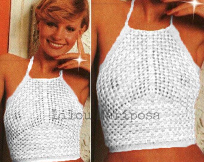 Crochet Top Pattern Vintage 70s Crochet Halter Top Pattern Etsy