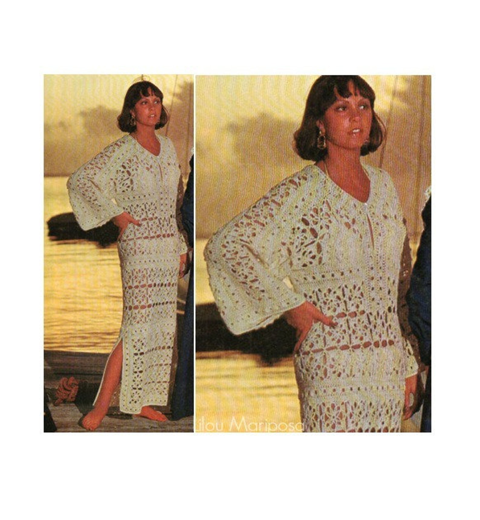 Crochet DRESS Pattern Vintage 70s Crocheted Caftan Dress Pattern ...