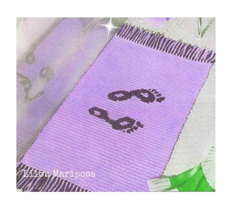 Crochet RUG Pattern Vintage 70s Footprint Fringe Rug Pattern - Etsy