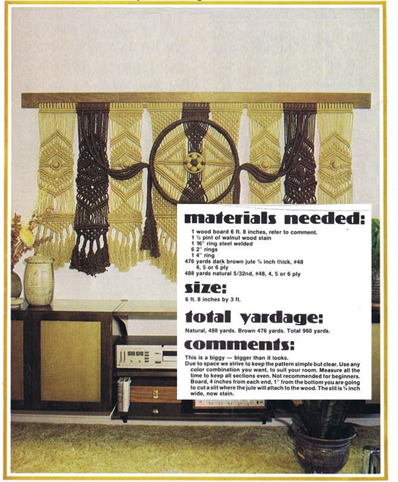 Macrame Pattern Vintage 70s Vintage Handmade Macrame Wall - Etsy