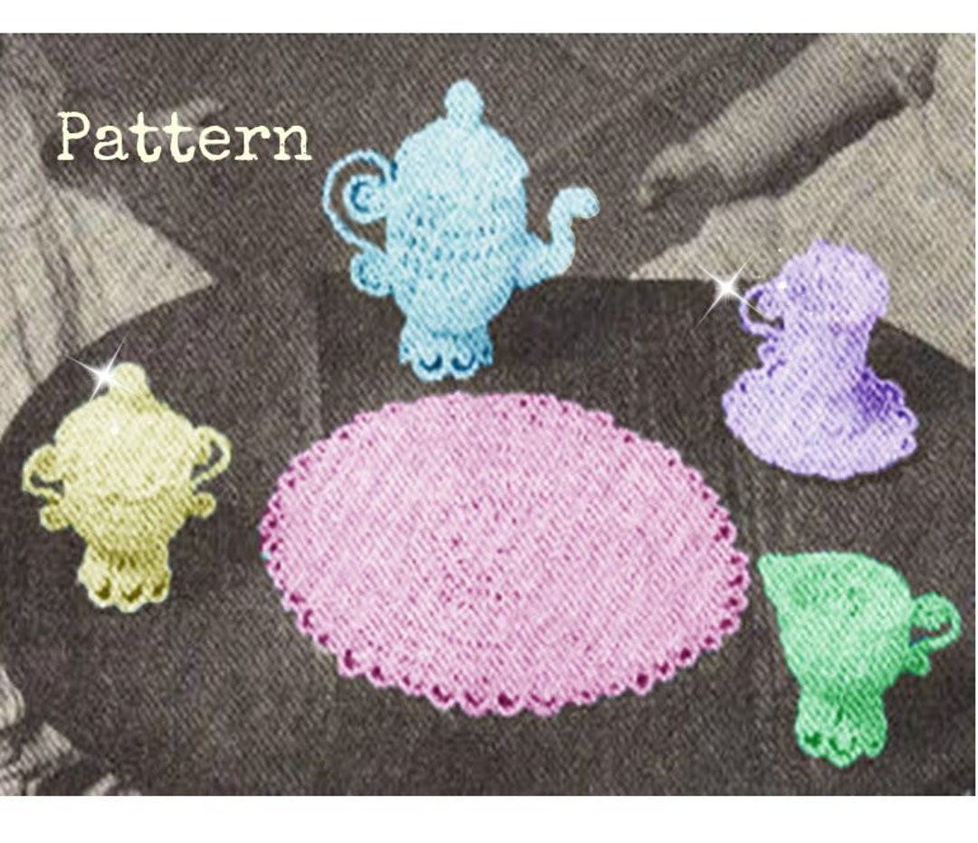 Crochet Mini Tea Set TOY Pattern Vintage 30s Crochet Tea Set Pattern ...