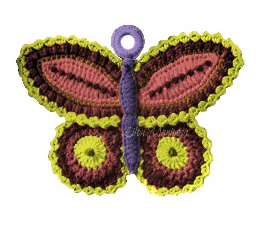CROCHET POTHOLDER PATTERN Crochet Butterfly Pattern Crochet Butterfly ...