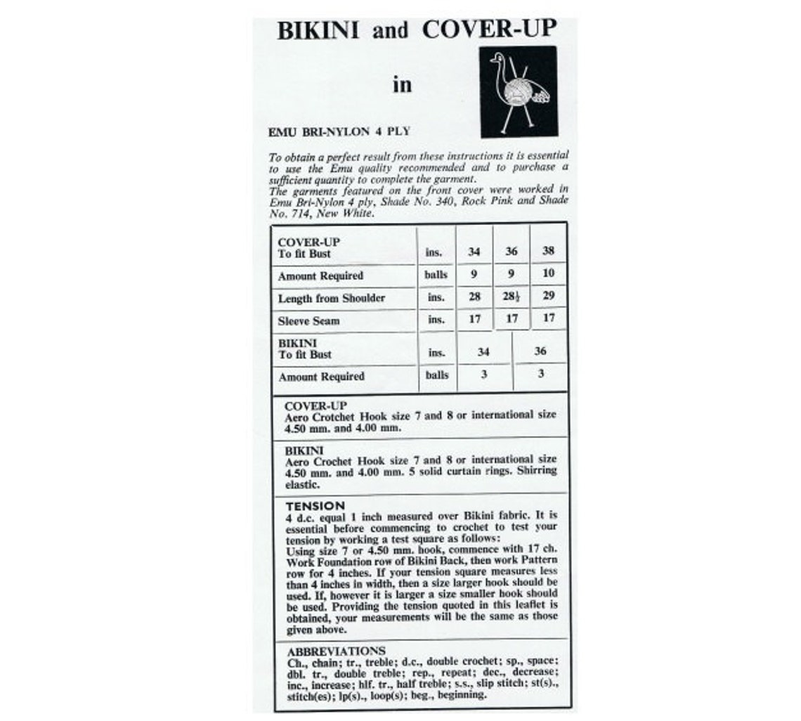 Crochet Monokini Pattern Vintage 70s Crochet Bikini Pattern - Etsy