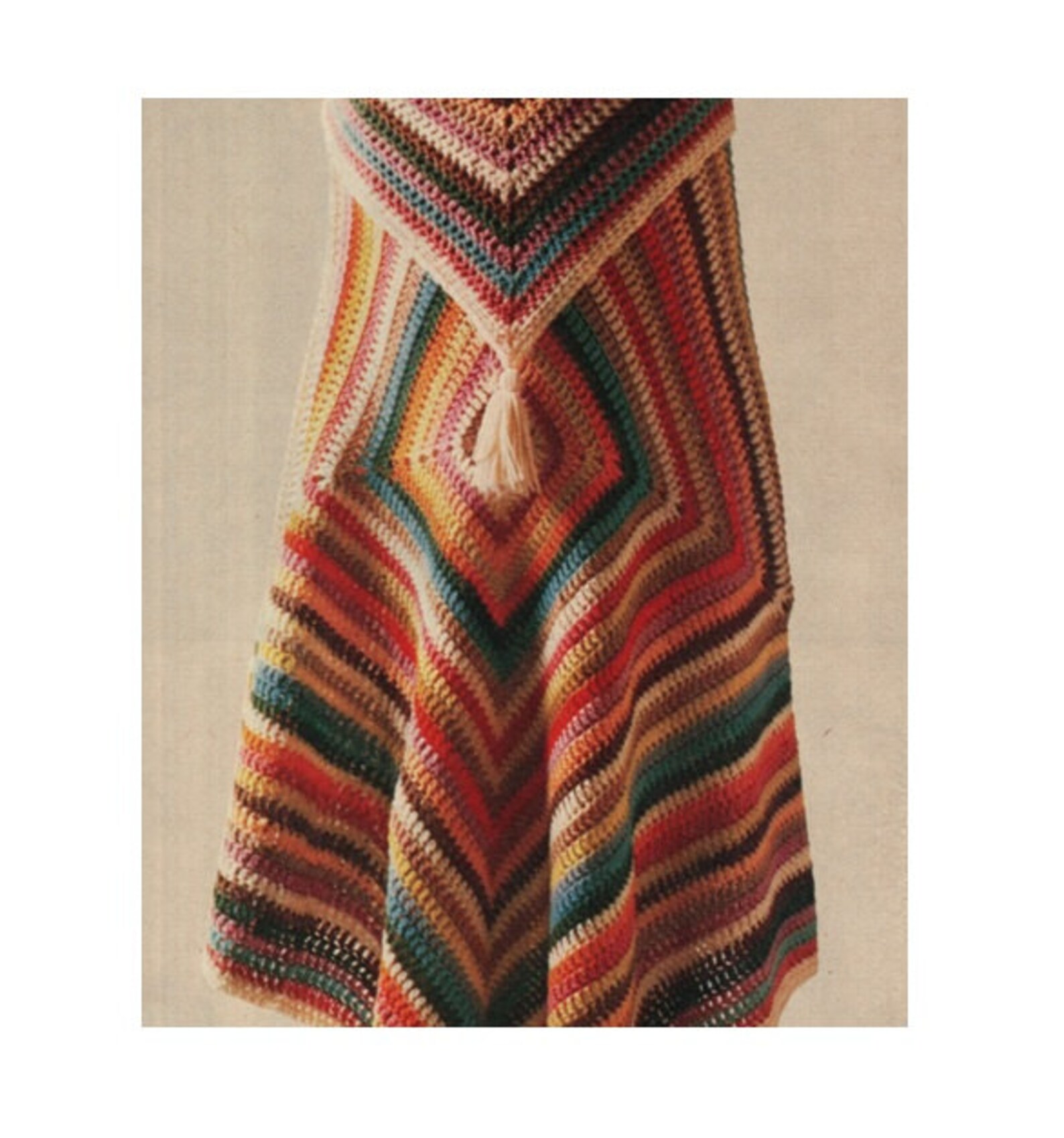 Crochet Pattern Vintage 70s Granny Square Poncho Pattern and Crochet ...