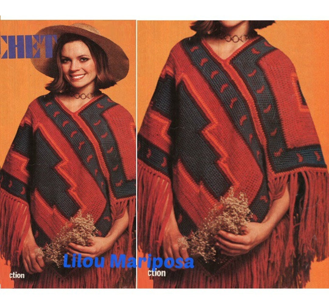 Crochet Poncho Pattern Vintage 70s Crochet Mexican Shawl Pattern ...