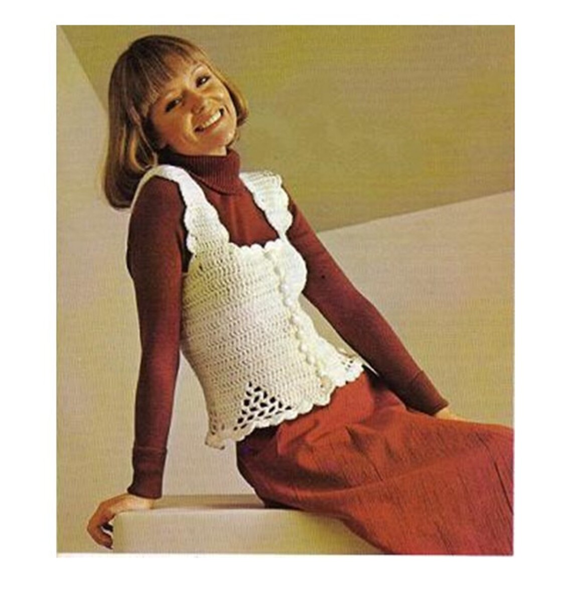 Crochet TOP Pattern Vintage 70s Crochet Vest Pattern Crochet Victorian ...