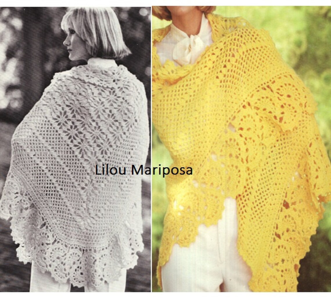 Crochet SHAWL Pattern Vintage 70s Crochet Wrap Pattern Crochet | Etsy
