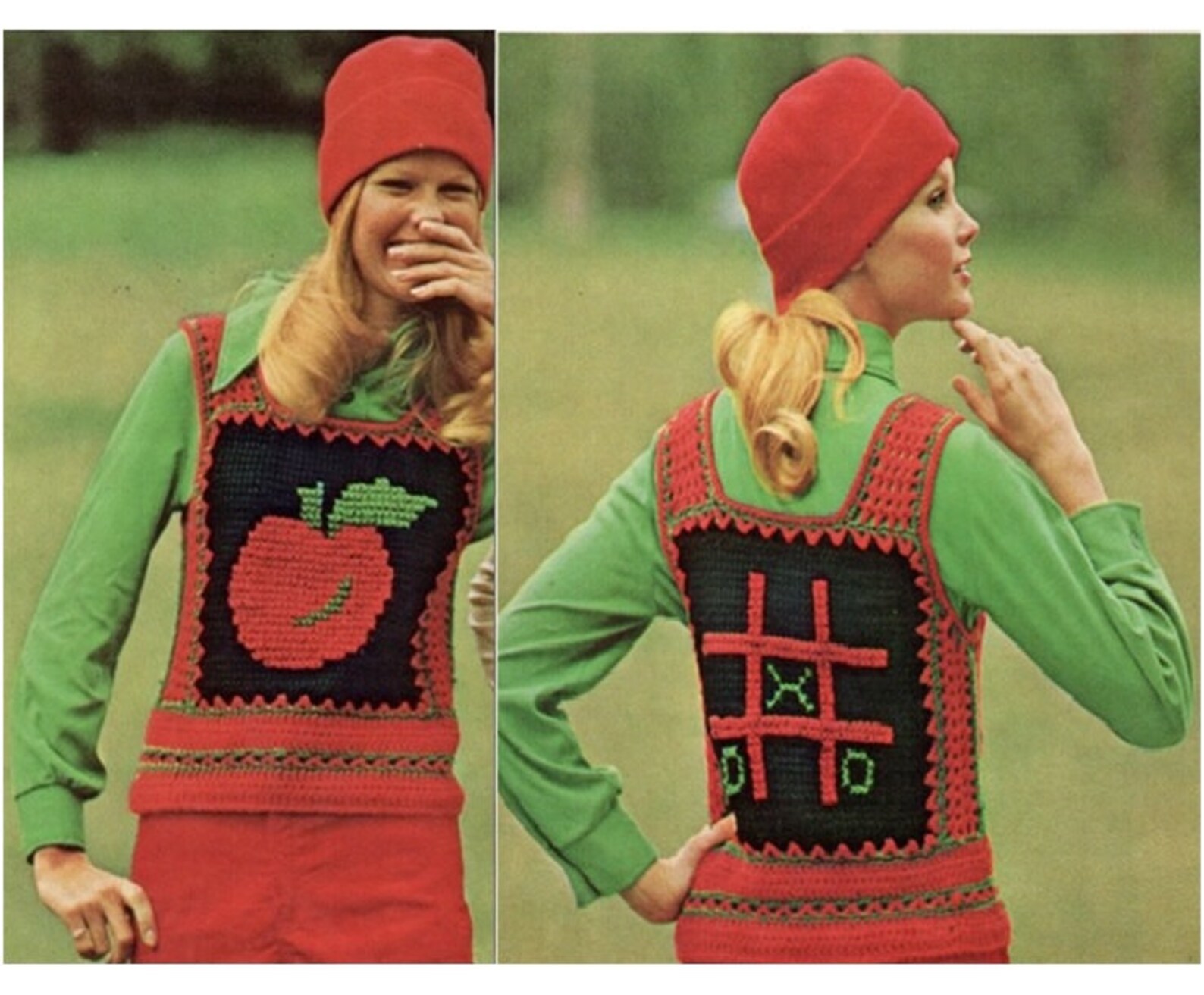 Crochet Top Pattern Vintage 70s Crochet Cross Stitch Apple | Etsy