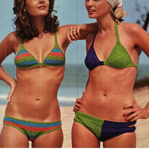 Crochet Bikini Patterns Vintage 70s Sexy Crochet Swimsuit Etsy