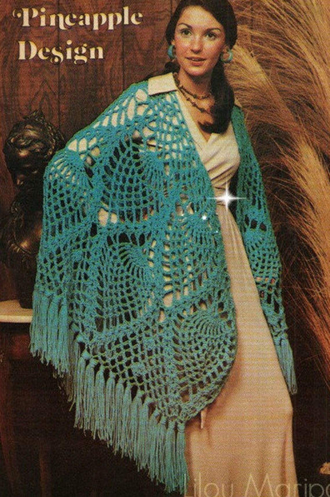 CROCHET SHAWL PATTERN Vintage 70s Crochet Pineapple Design | Etsy